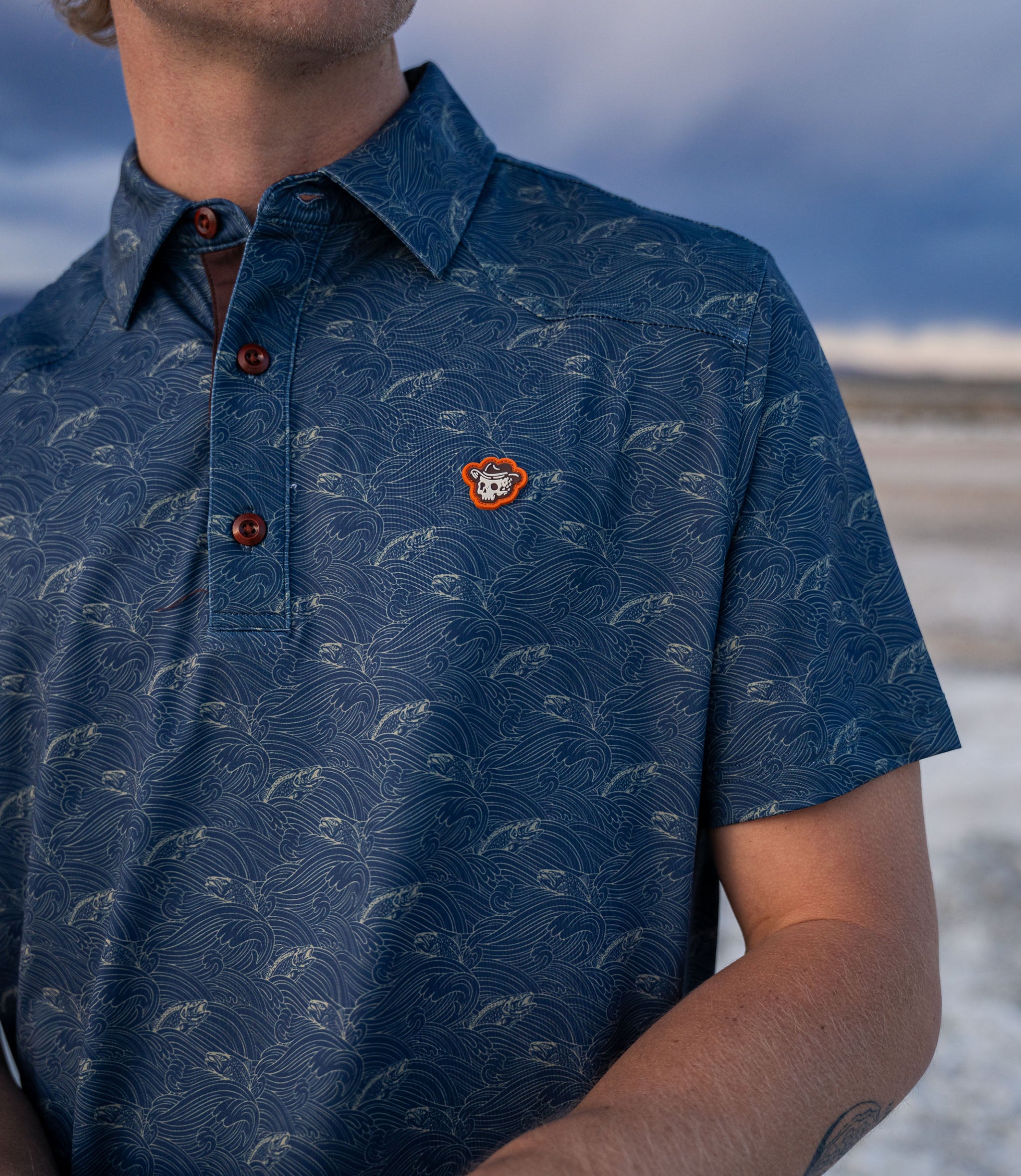 Outlaw Tour Polo - Tides Pattern – Low Tide Thread Co.